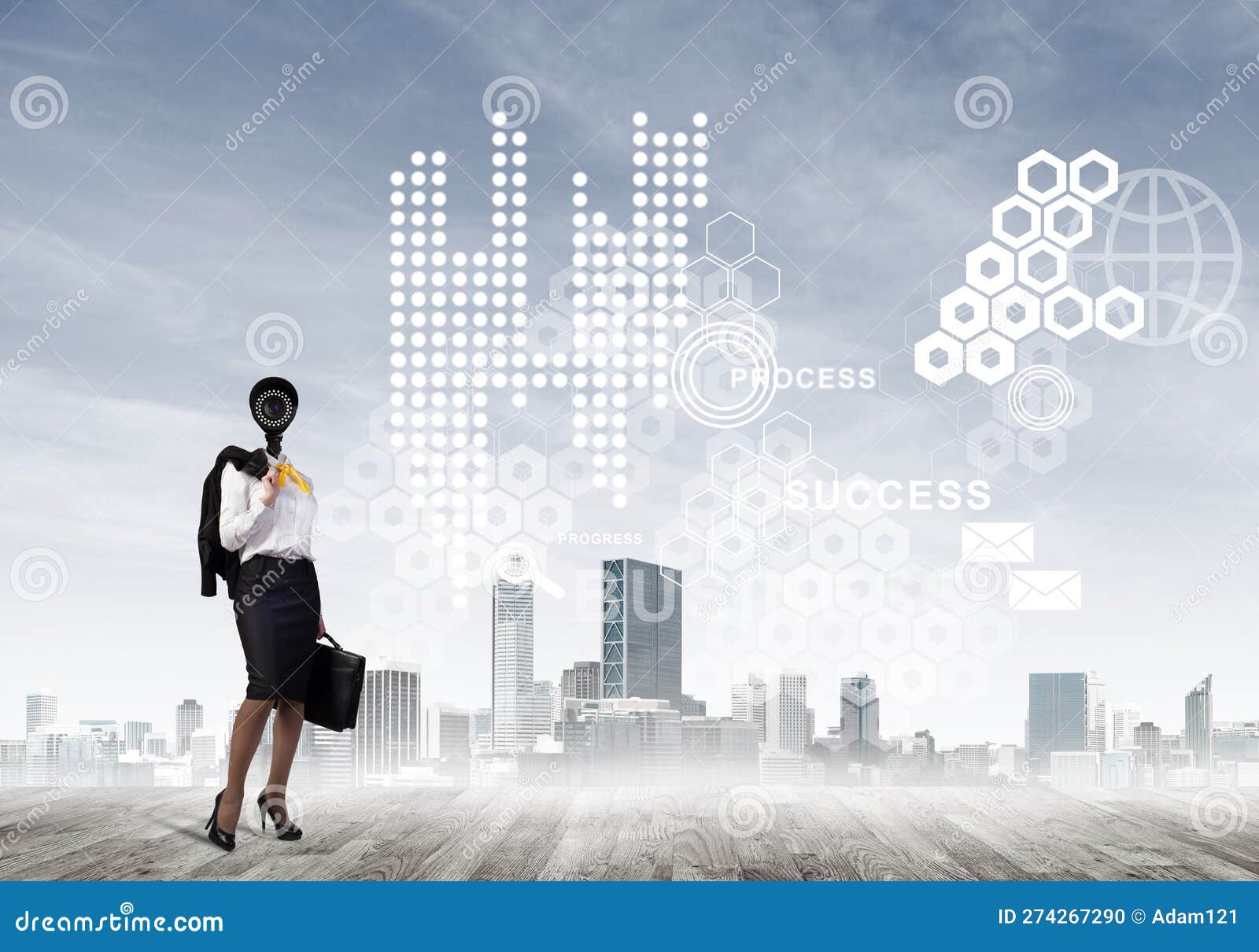 Concept of Security and Privacy Protection with Camera Headed Woman ...