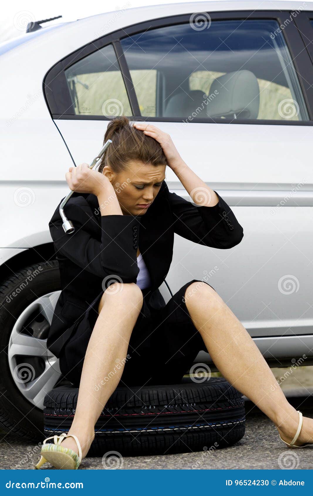 Businesswoman in a Car Failure Stock Photo - Image of women, frustrated ...