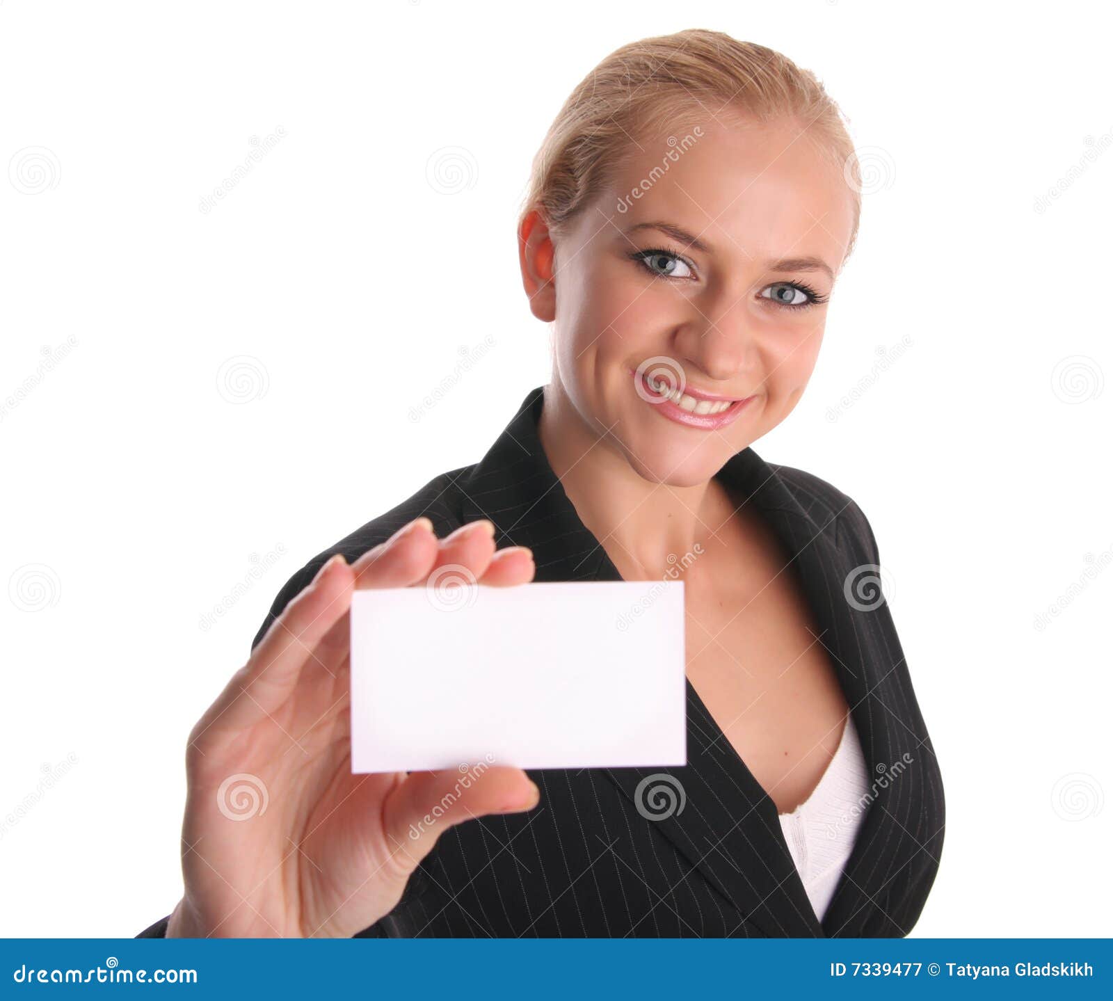 Businesswoman with card stock image. Image of beauty, adult - 7339477