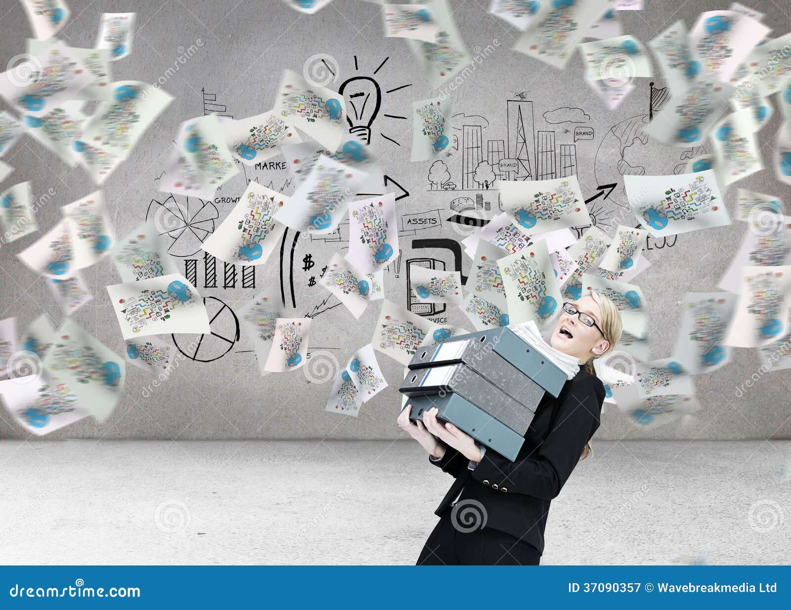 Businesswoman Carrying Folders Stock Image - Image of paper, idea: 37090357