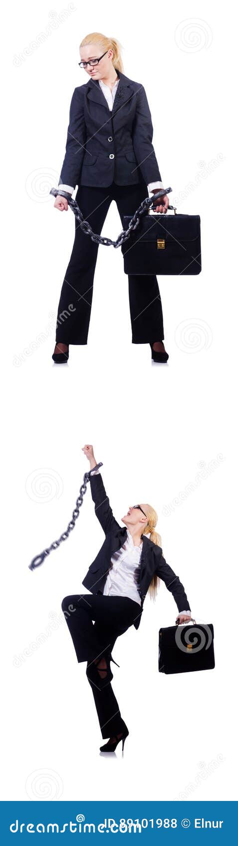 The Businesswoman with Chain Isolated on the White Stock Photo - Image ...