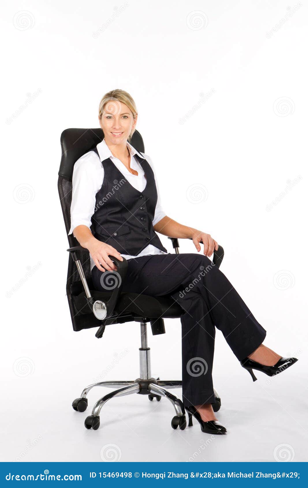 Businesswoman on chair stock photo. Image of expert, background - 15469498