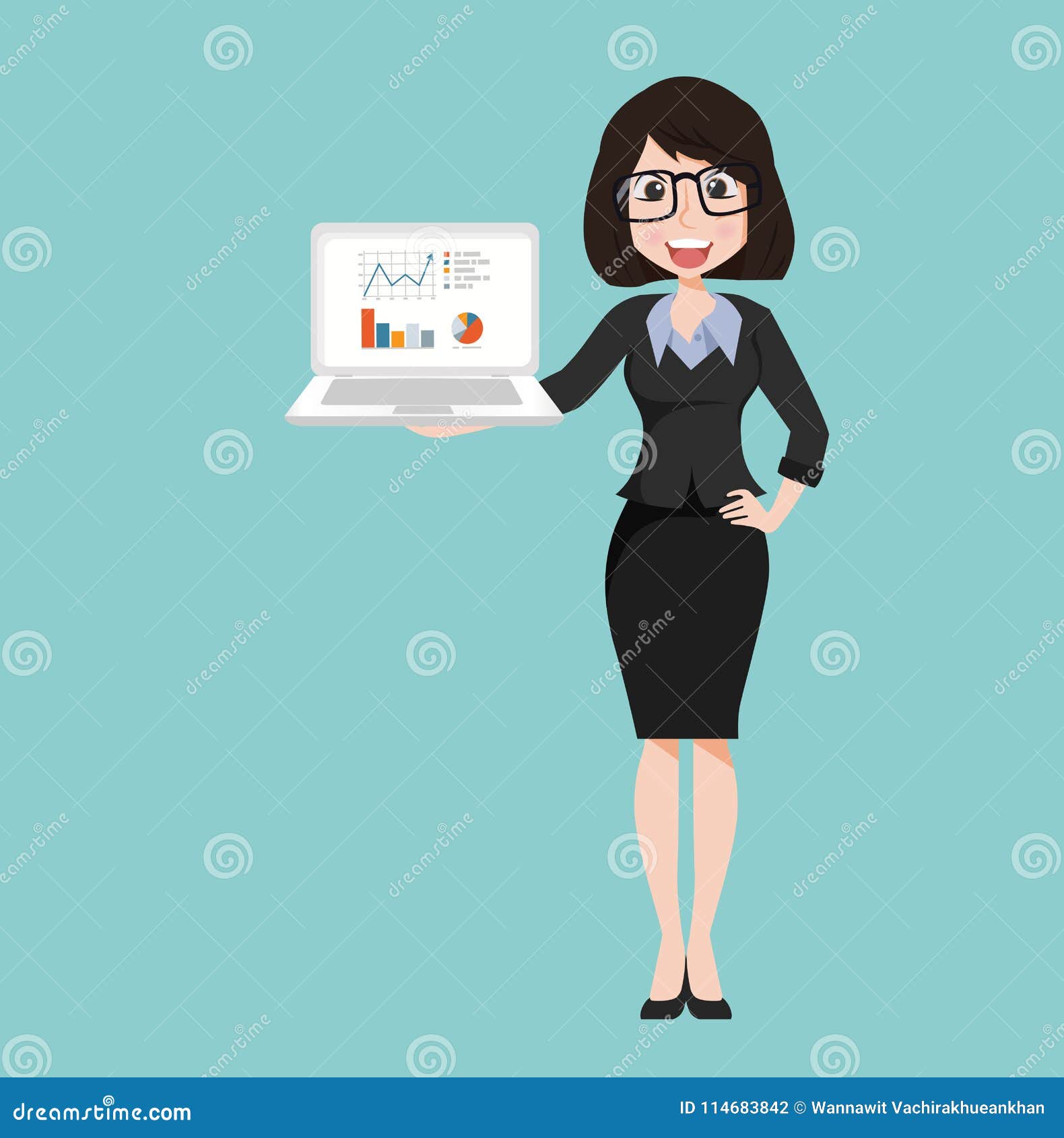 Businesswoman Character with Notebook Stock Vector - Illustration of ...