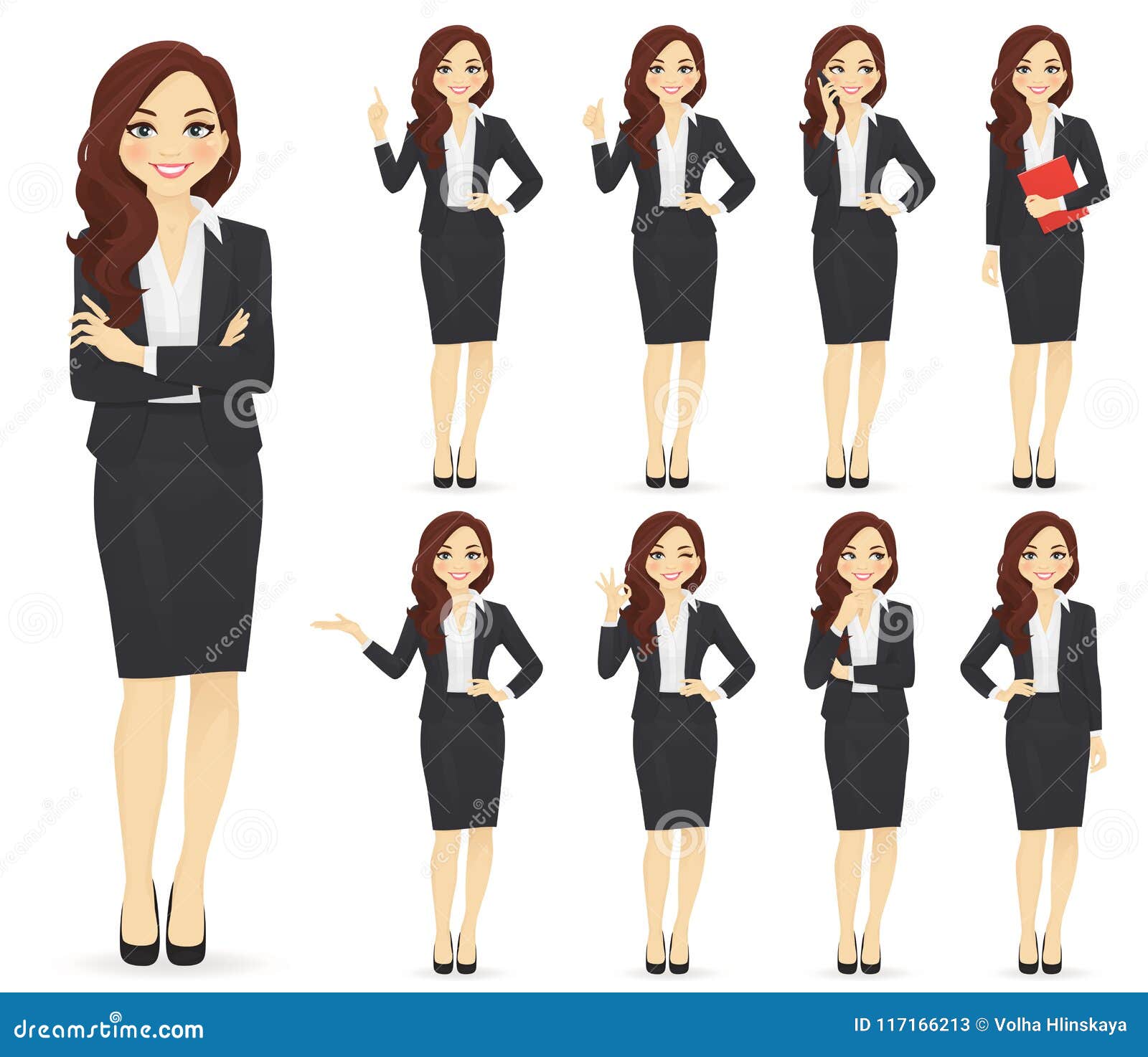 Businesswoman Character Set. Animate Character. Female Personage ...