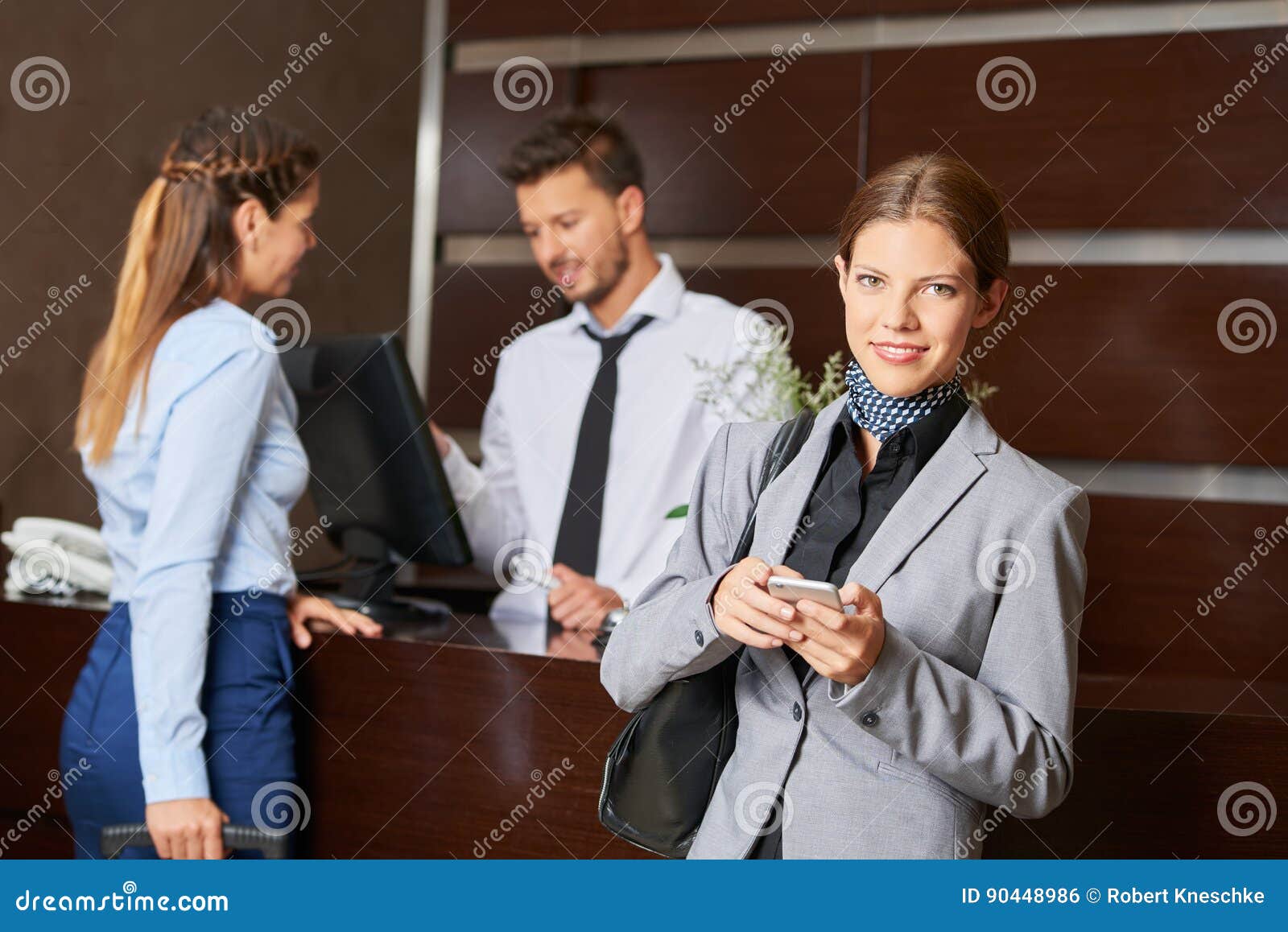 Businesswoman at Check-in in Hotel Stock Photo - Image of reception ...