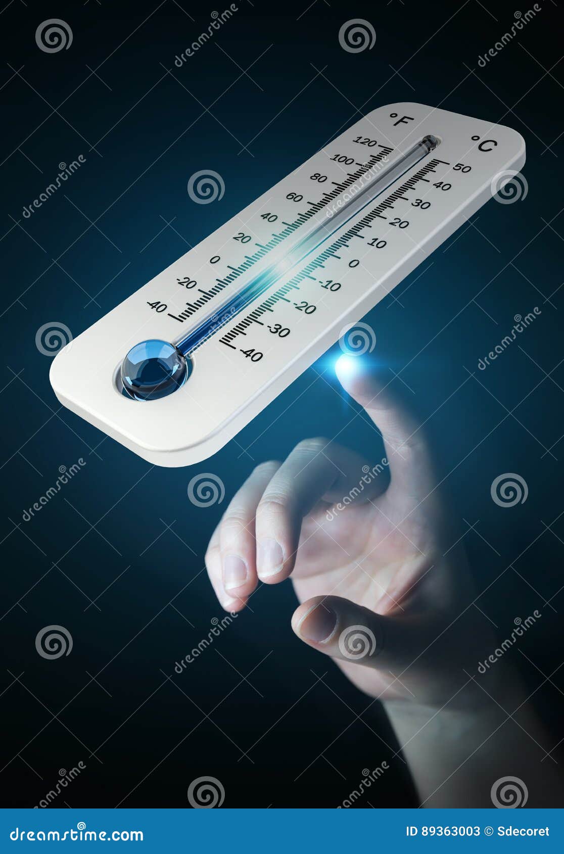 Businesswoman Checking the Temperature Drop 3D Rendering Stock ...