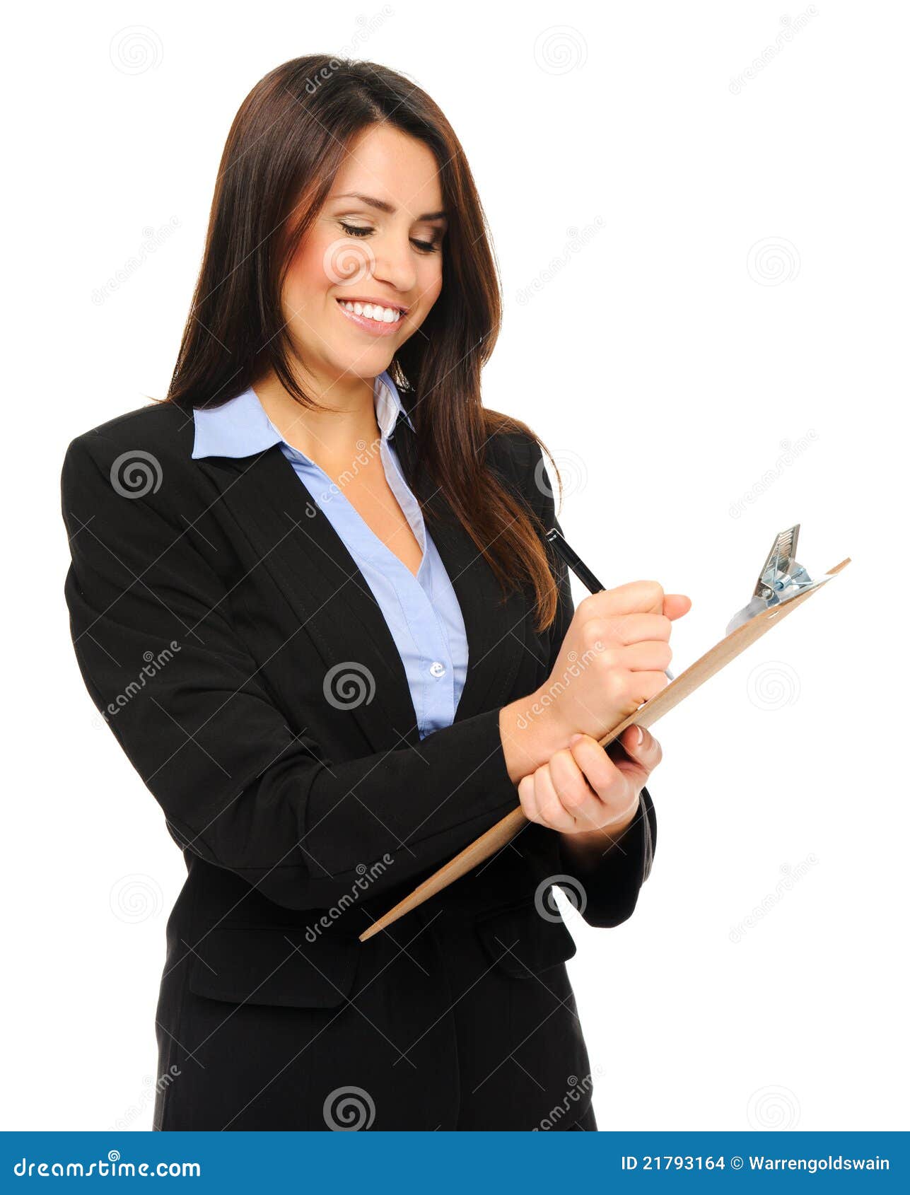 Businesswoman with Clipboard Stock Photo - Image of positive, brunette ...