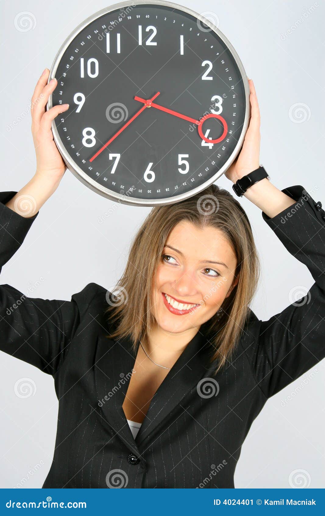 Businesswoman and clock stock image. Image of person, people - 4024401