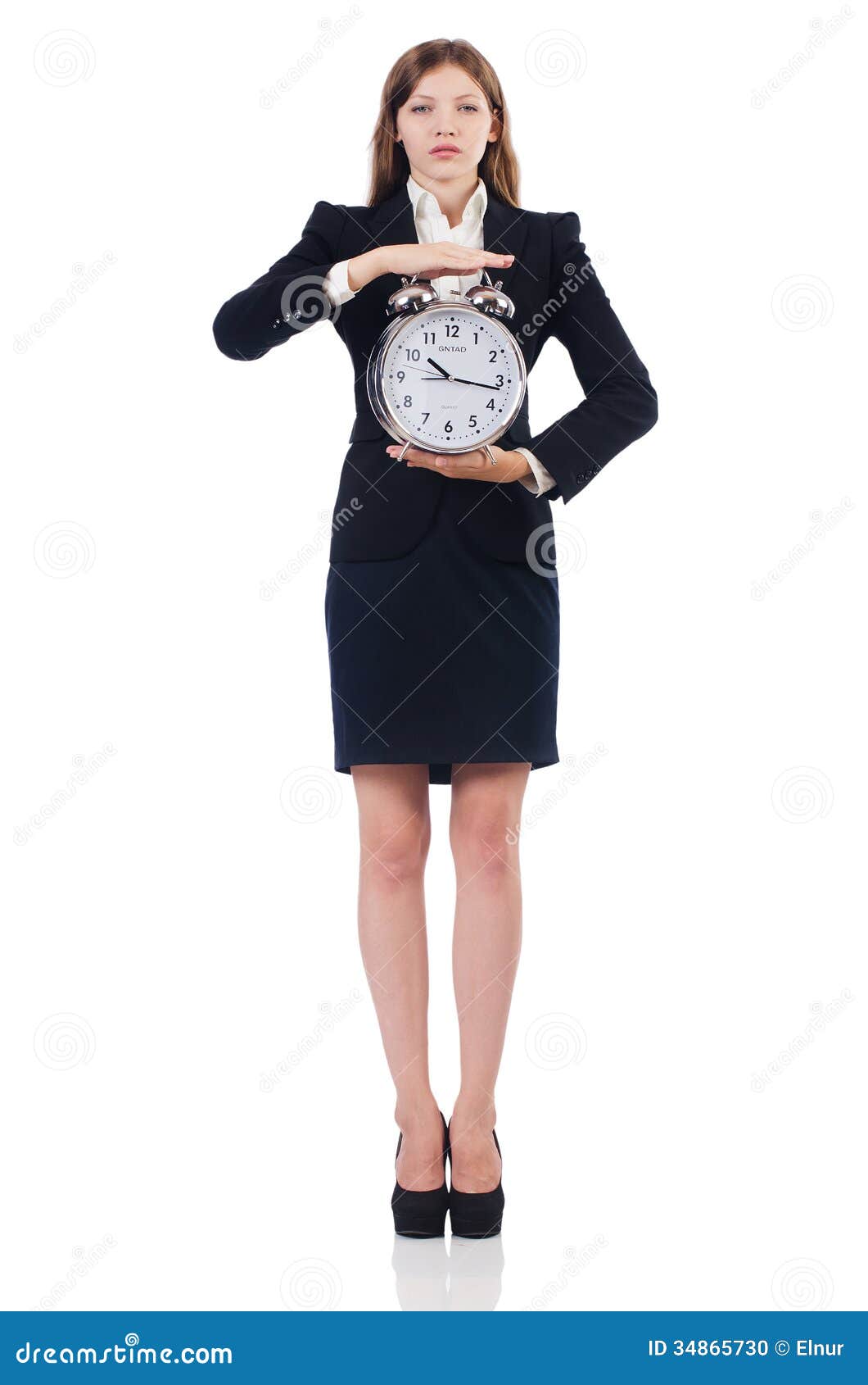 Businesswoman with clock stock photo. Image of employee - 34865730