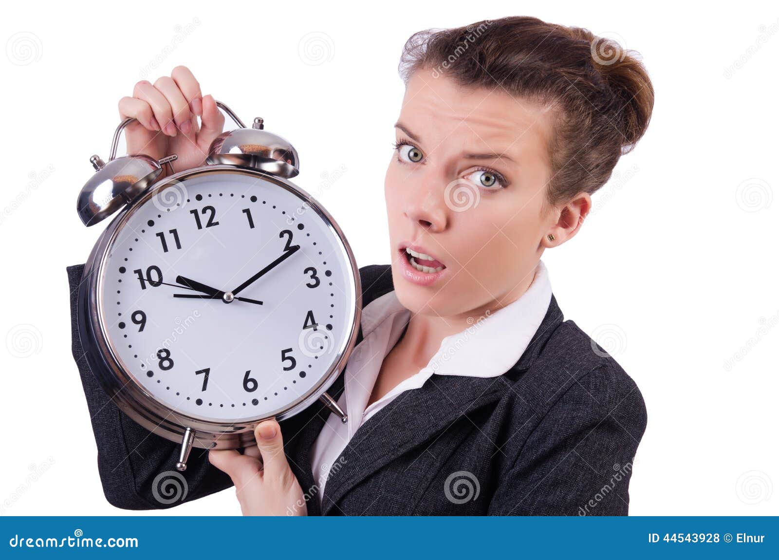 Businesswoman with Clock Missing Stock Photo - Image of employee ...
