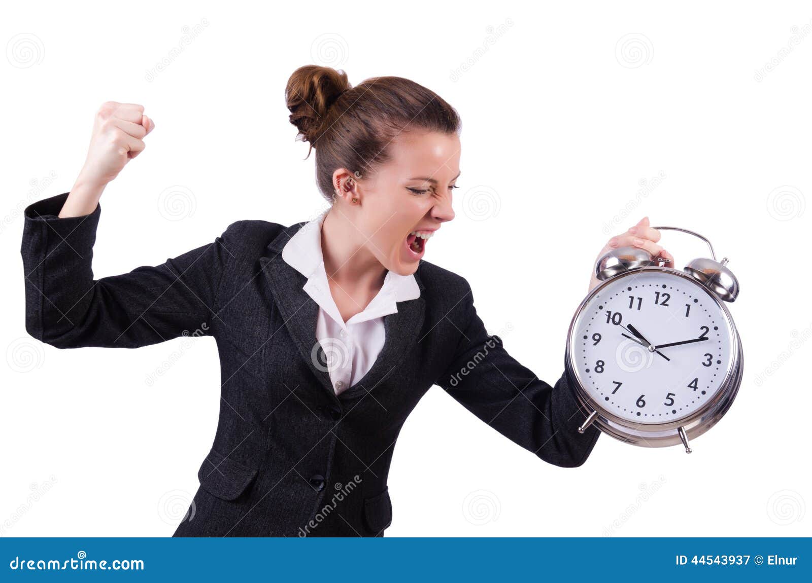 Businesswoman with Clock Missing Stock Image - Image of corporate ...
