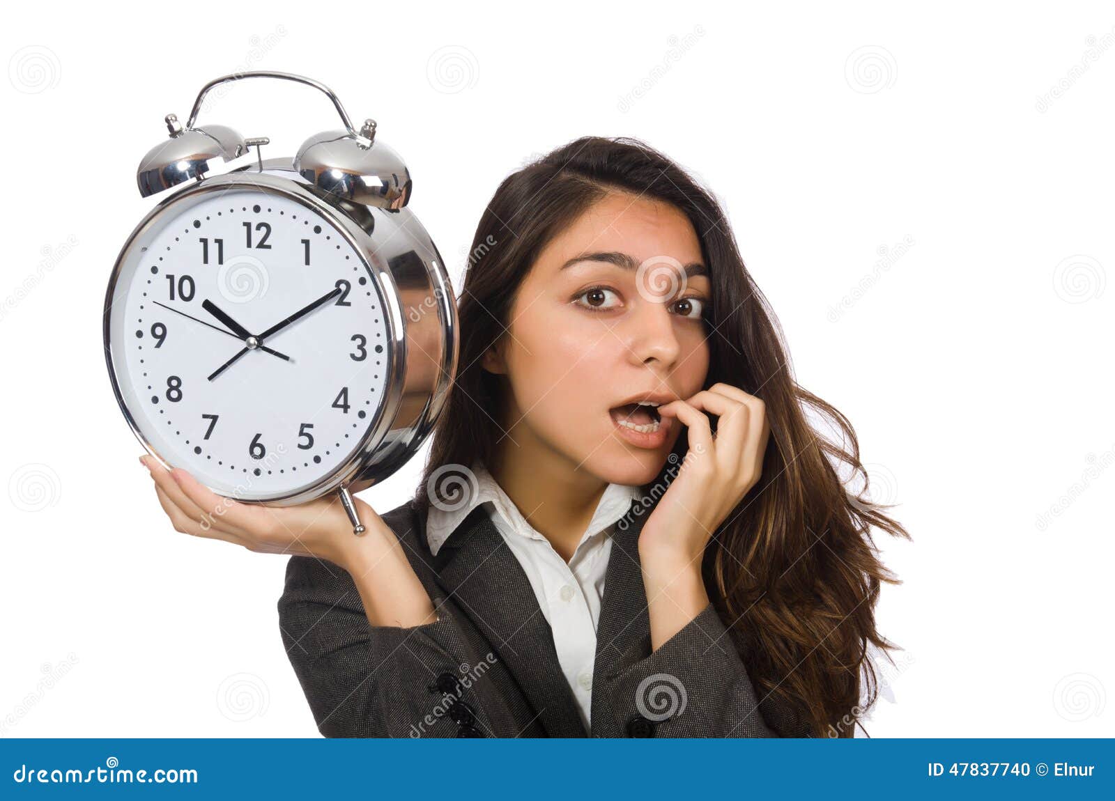Businesswoman with Clock Missing Stock Photo - Image of frustrated ...
