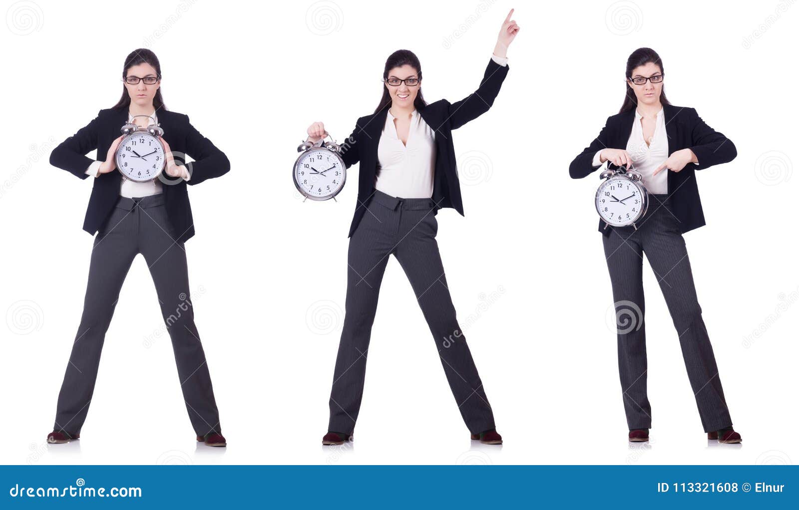 The Businesswoman with Clock in Time Management Concept Stock Photo ...