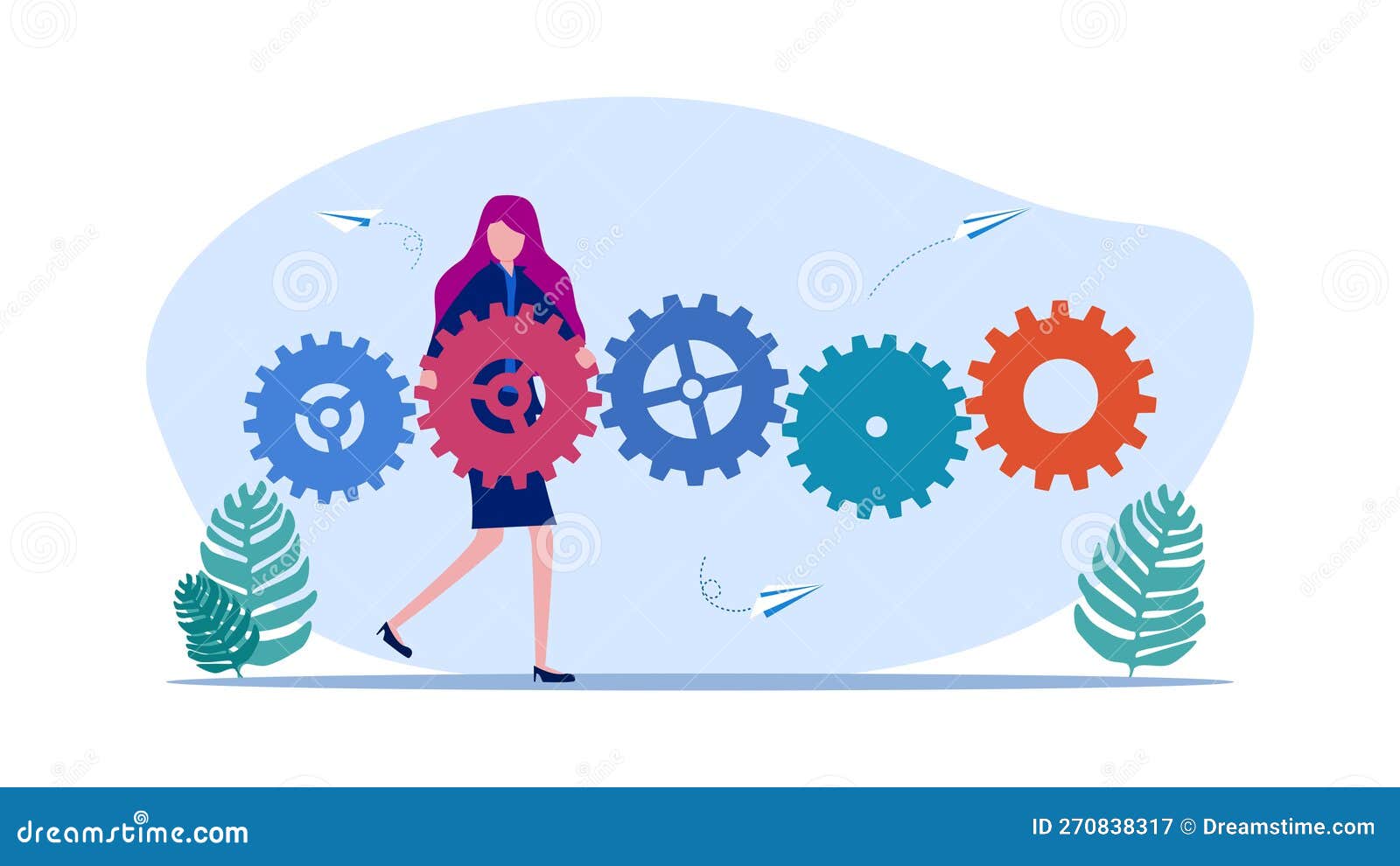 Businesswoman Complete Connection of Gears. Automate Business Process ... Businesswoman Complete Connection of Gears. Automate Business Process ...
