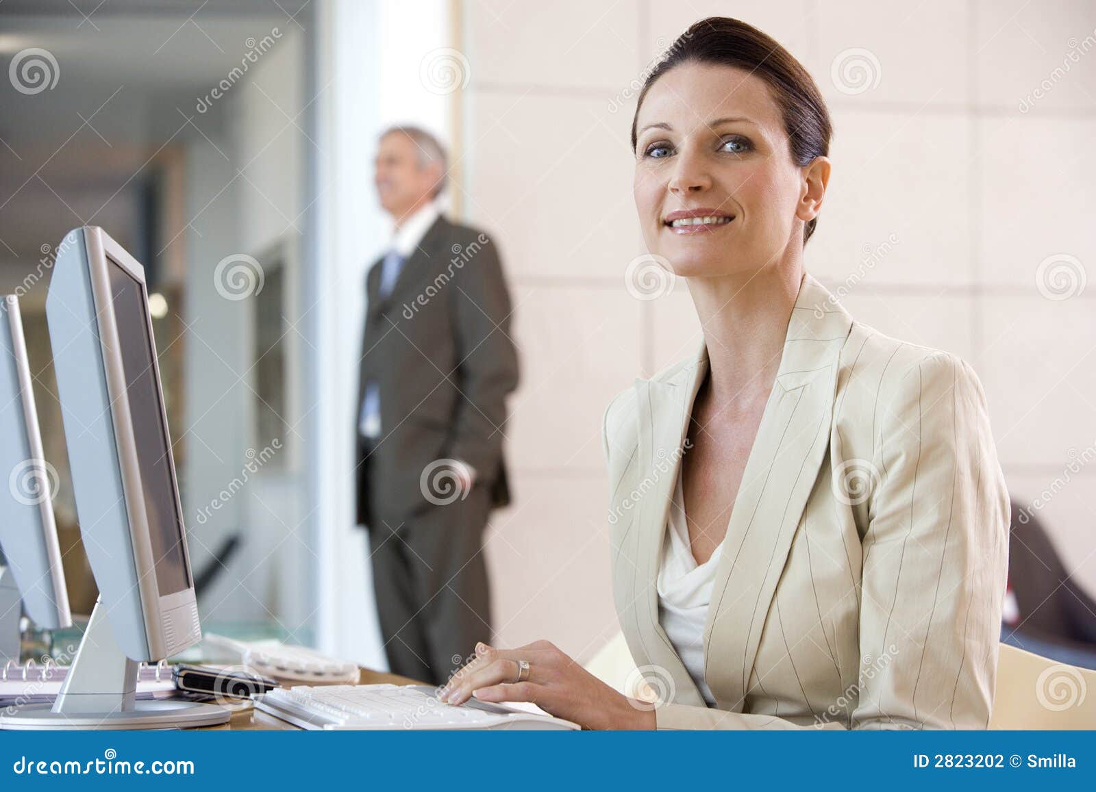 Businesswoman at computer stock photo. Image of businessman - 2823202