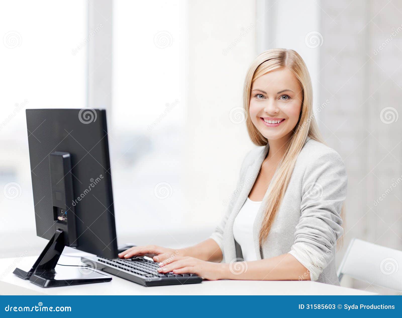 Businesswoman with Computer Stock Image - Image of accountant, boss ...
