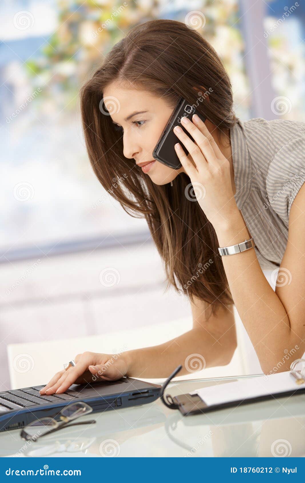 Businesswoman Concentrating on Work Stock Photo - Image of beautiful ...