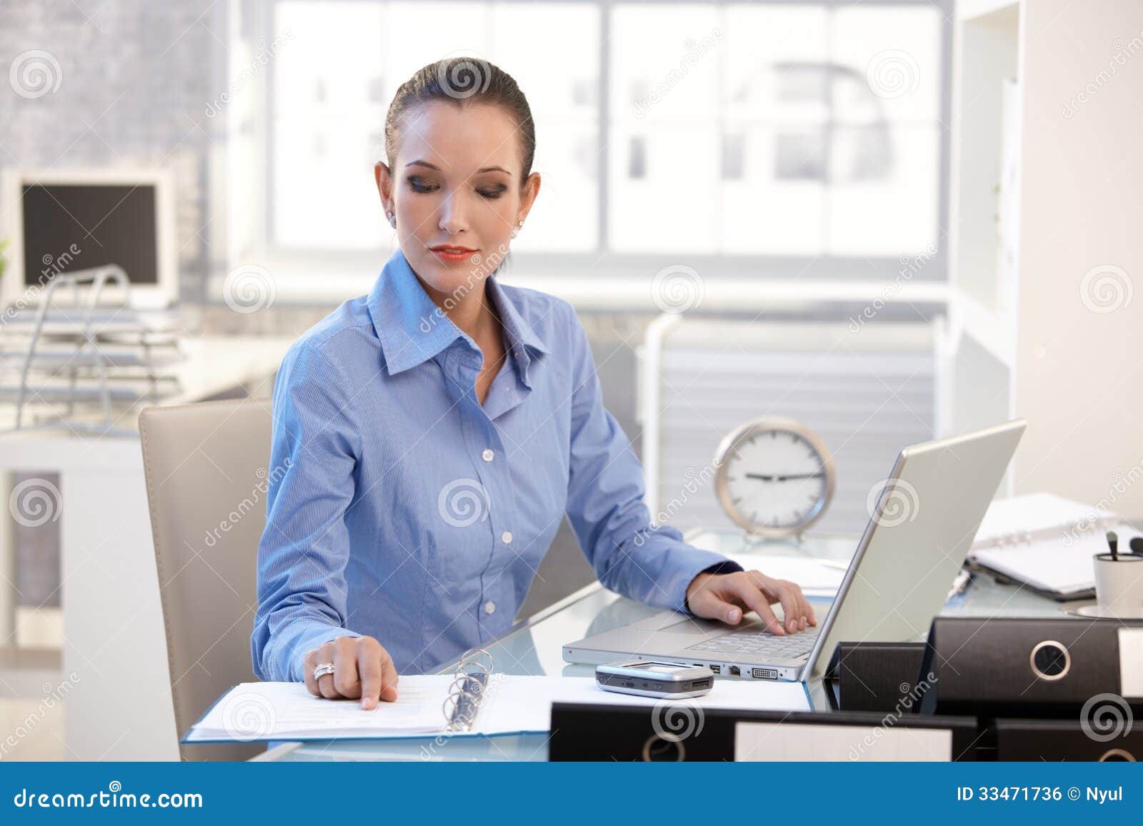 Businesswoman Concentrating on Work Stock Photo - Image of adult ...