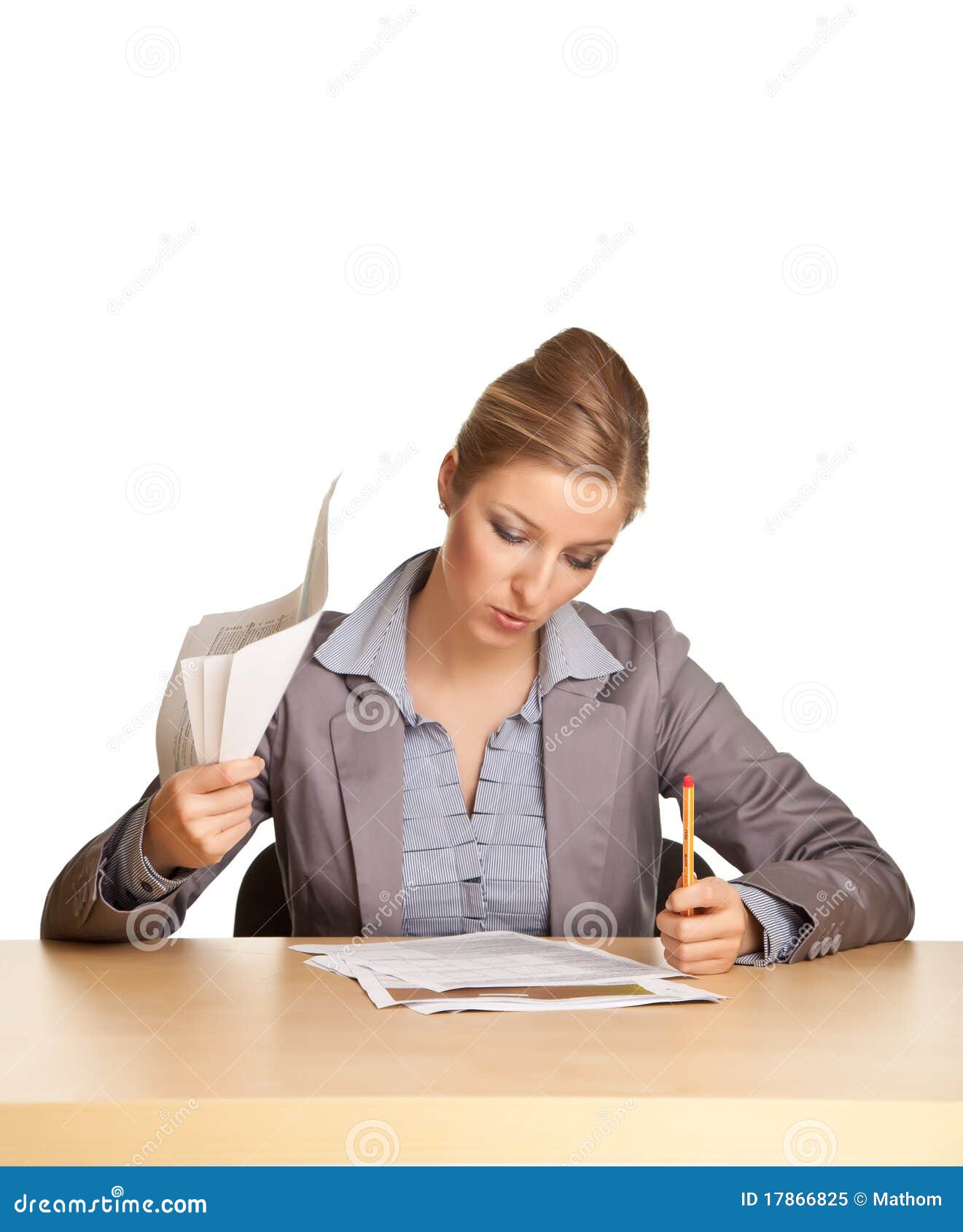 Businesswoman Concerned with Paperwork Stock Image - Image of assistant ...