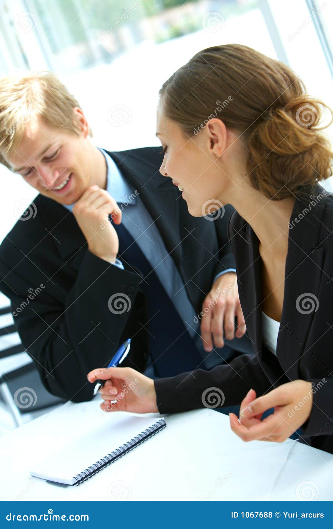 Businesswoman Consulting a Partner Stock Photo - Image of businessman ...