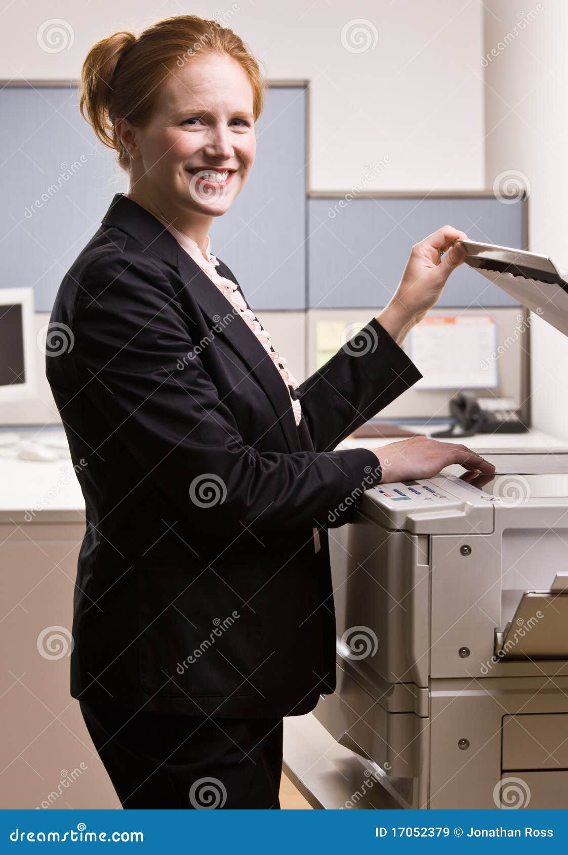 Businesswoman Copying Papers in Office Stock Image - Image of workplace ...