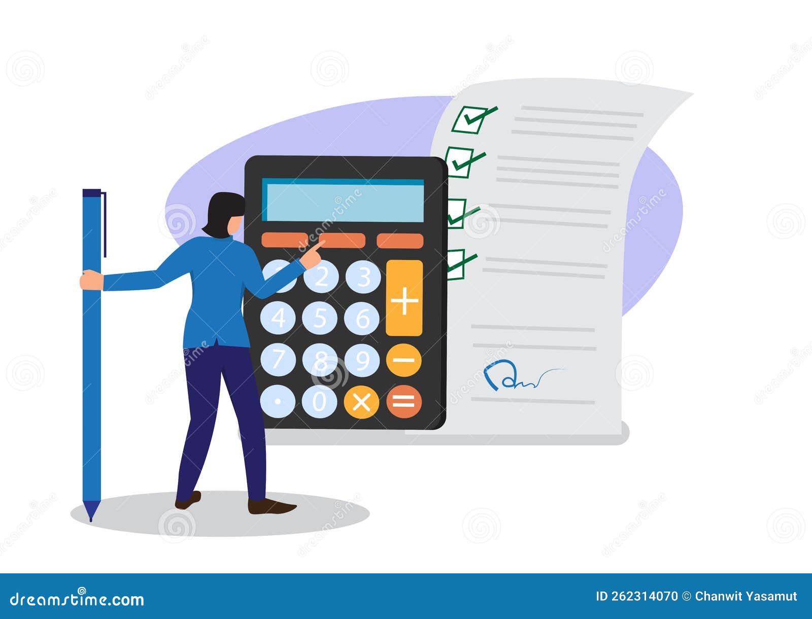Businesswoman with Cost Estimate Calculator from Project Document ... Businesswoman with Cost Estimate Calculator from Project Document ...