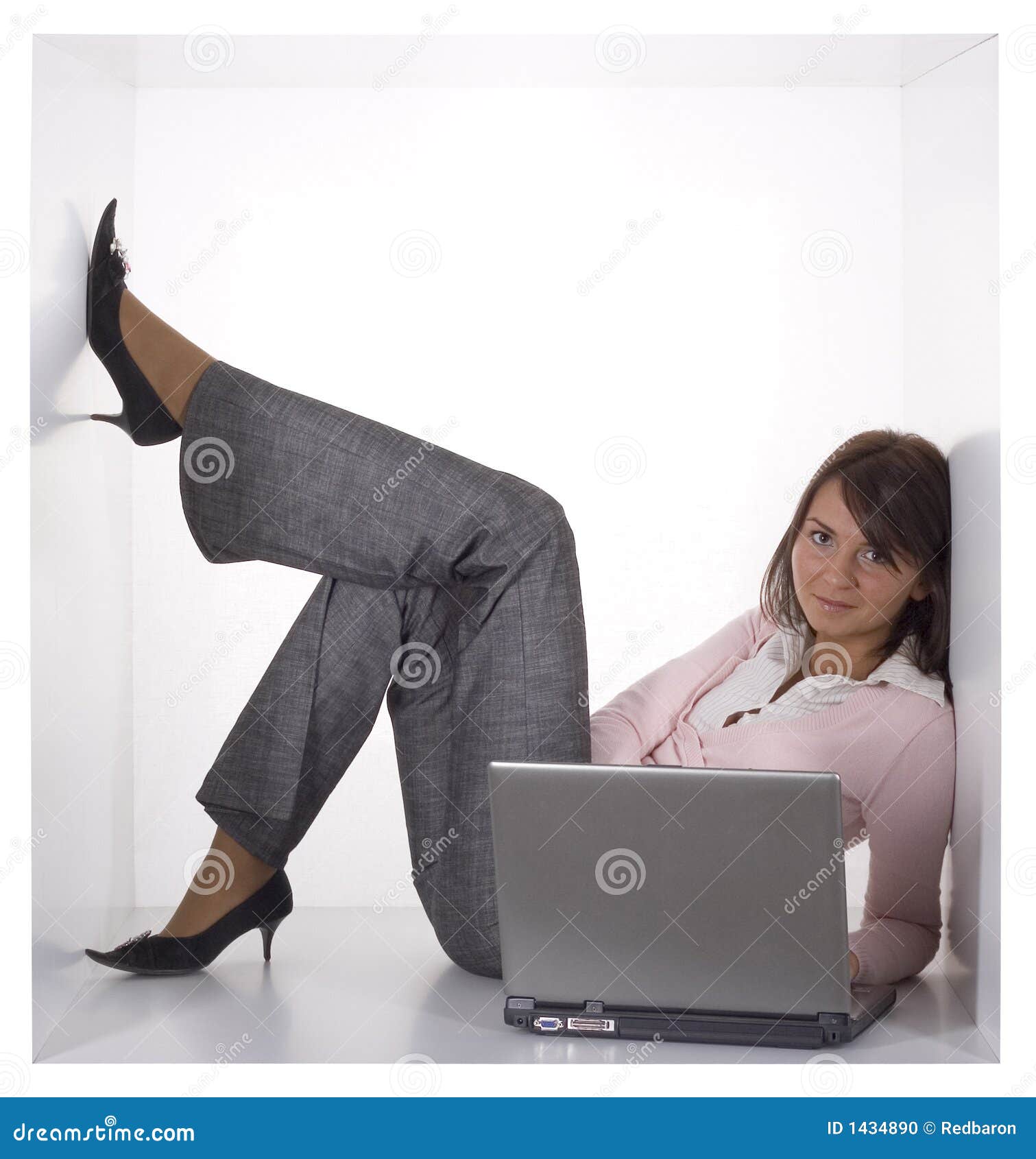 Businesswoman in the cube stock photo. Image of women - 1434890
