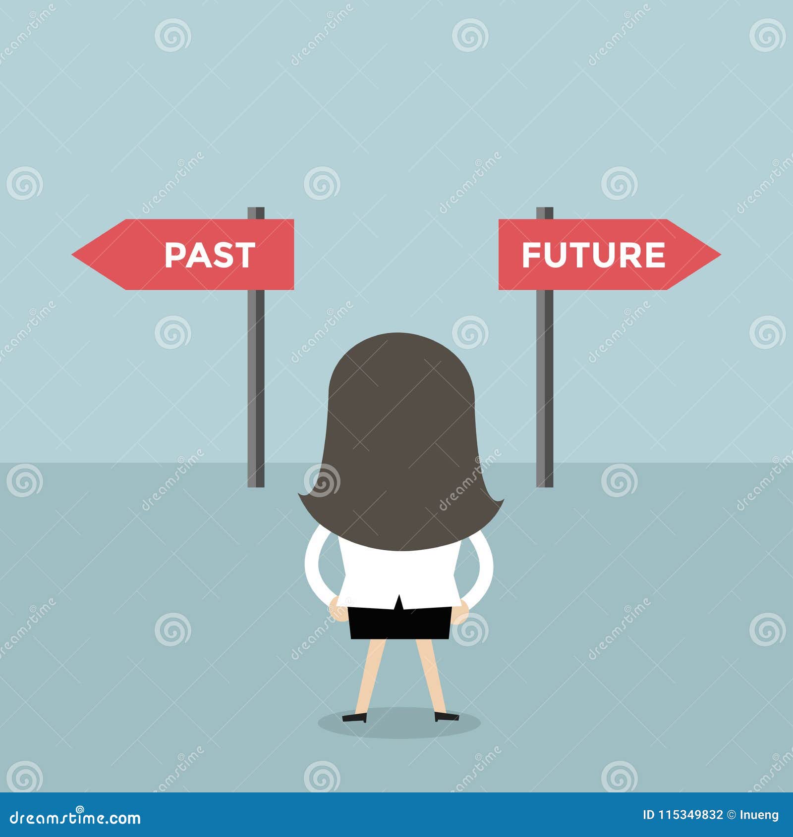 Businesswoman Decision about Past and Future Way. Stock Vector ...