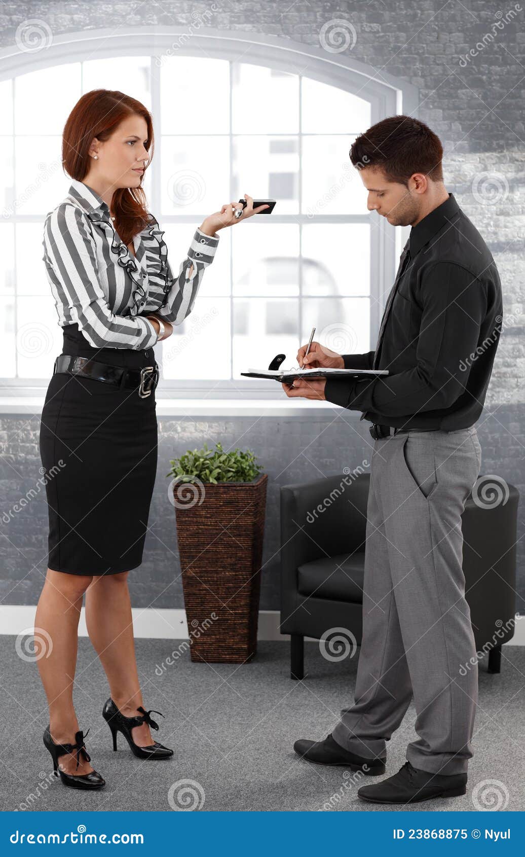 Businesswoman Dictating To Assistant Stock Image - Image of collar ...