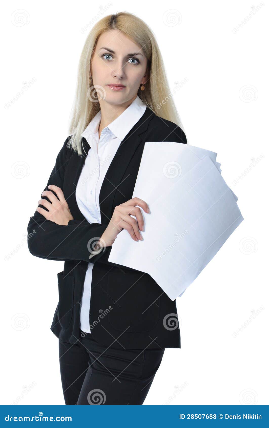 Businesswoman with Documents Stock Photo - Image of business, portrait ...