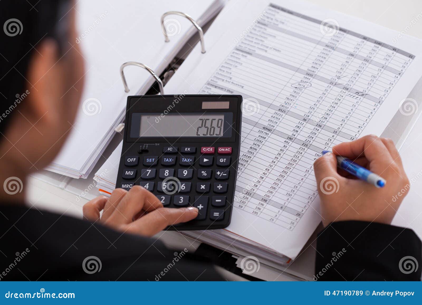 Businesswoman Doing Calculations Stock Image - Image of calculator ...