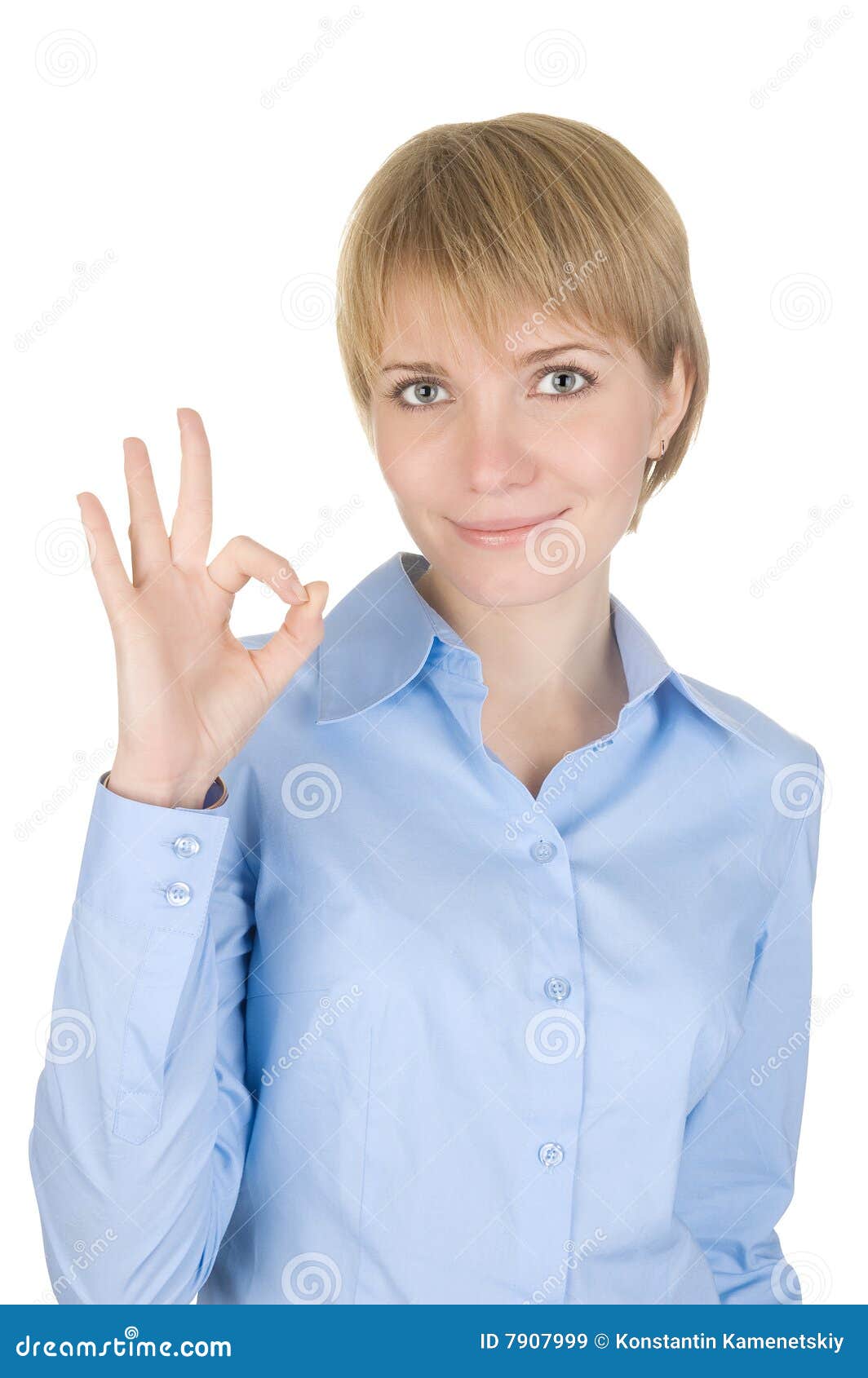 Businesswoman Doing the Okay Sign Stock Image - Image of finger, white ...
