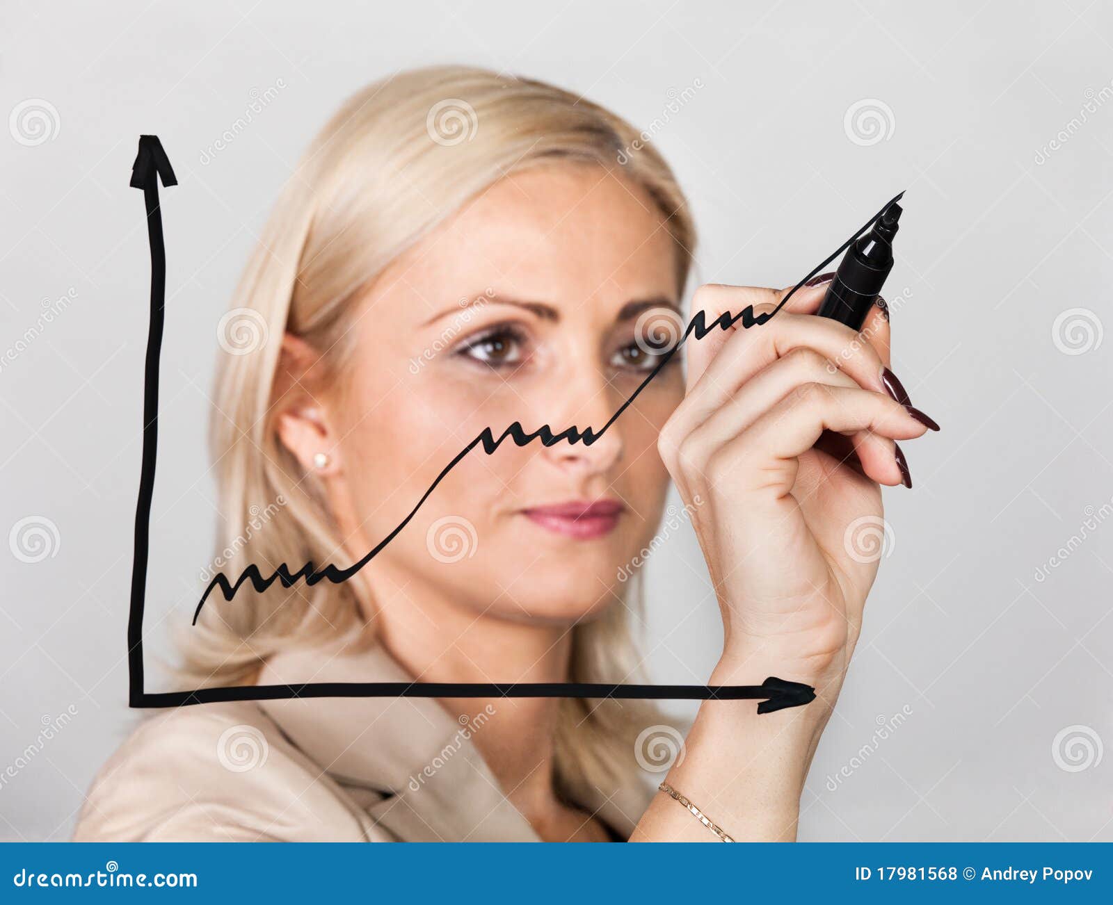 Businesswoman Drawing Growth Chart Stock Photo - Image of concepts ...