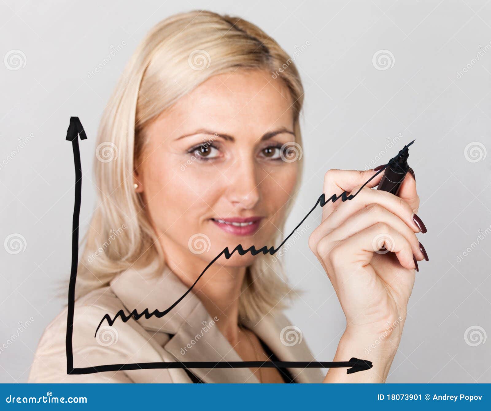 Businesswoman Drawing Growth Chart Royalty-Free Stock Photography ...