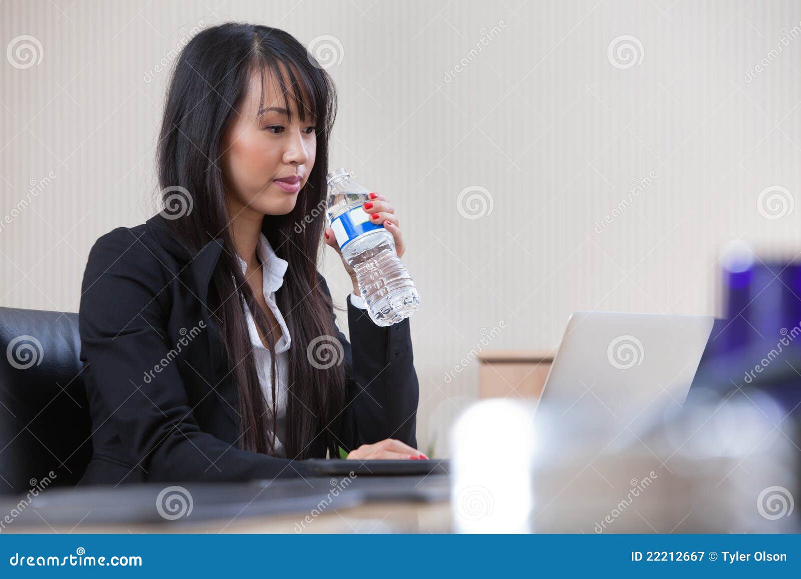 Businesswoman Drinking Water at Work Stock Image - Image of lifestyle ...
