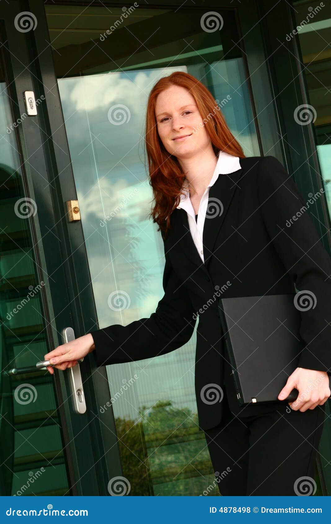 Businesswoman Entering Office Stock Photo - Image of adult, lady: 4878498