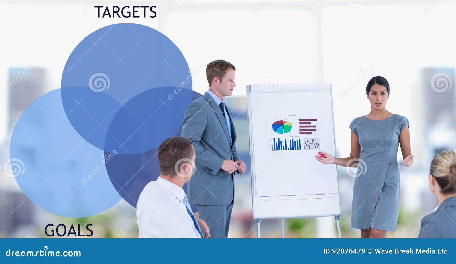 Businesswoman Explaining Graphs in Office Stock Illustration ...