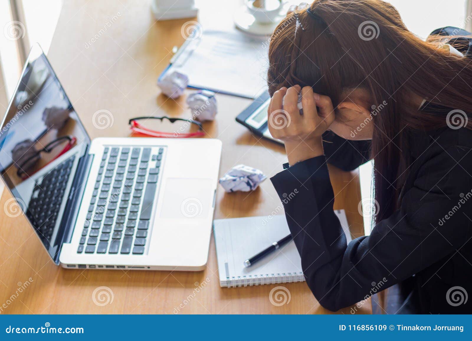 Businesswoman Feeling Stress from Work. Stock Image - Image of ...