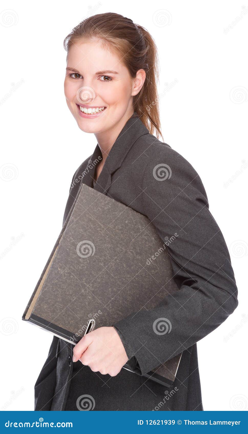 Businesswoman with file stock image. Image of fresh, confident - 12621939