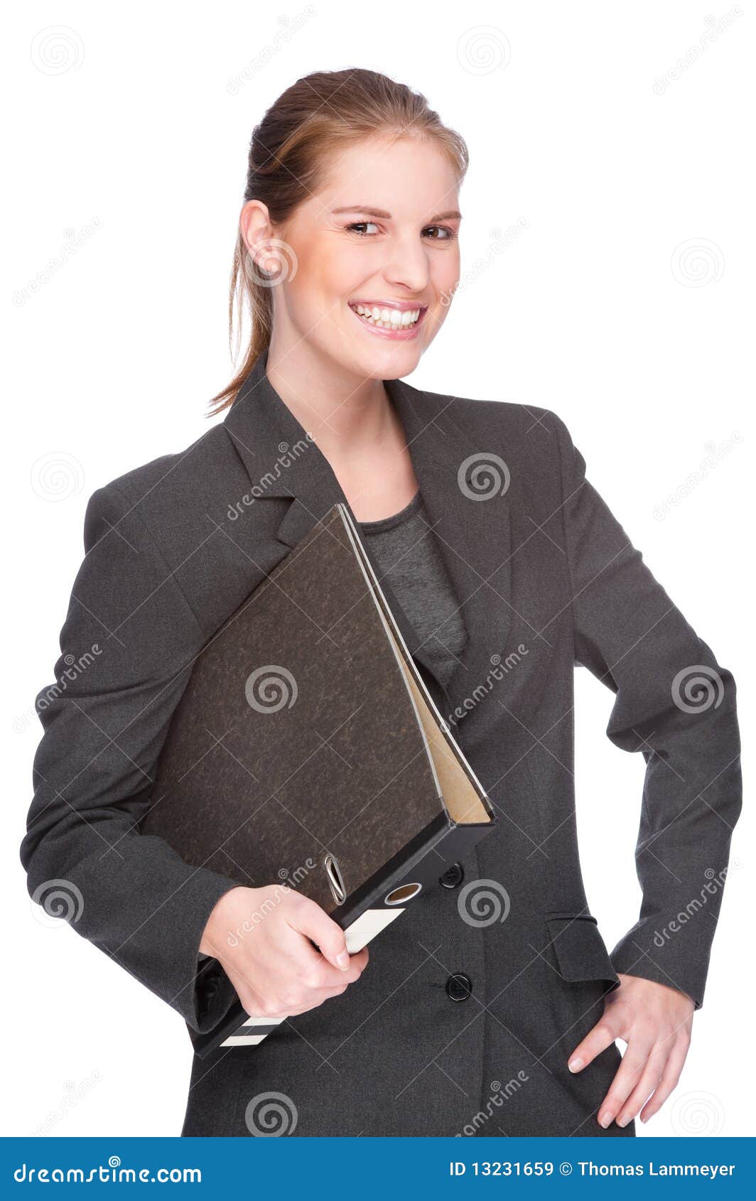 Businesswoman with file stock image. Image of beautiful - 13231659
