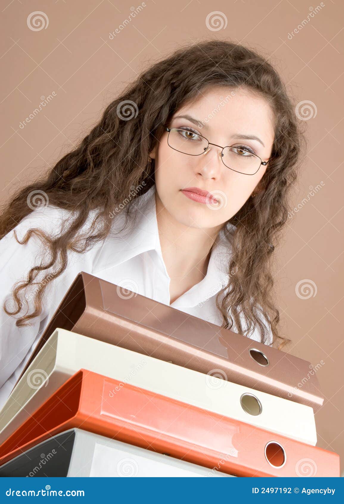 Businesswoman with files stock photo. Image of cardboard - 2497192