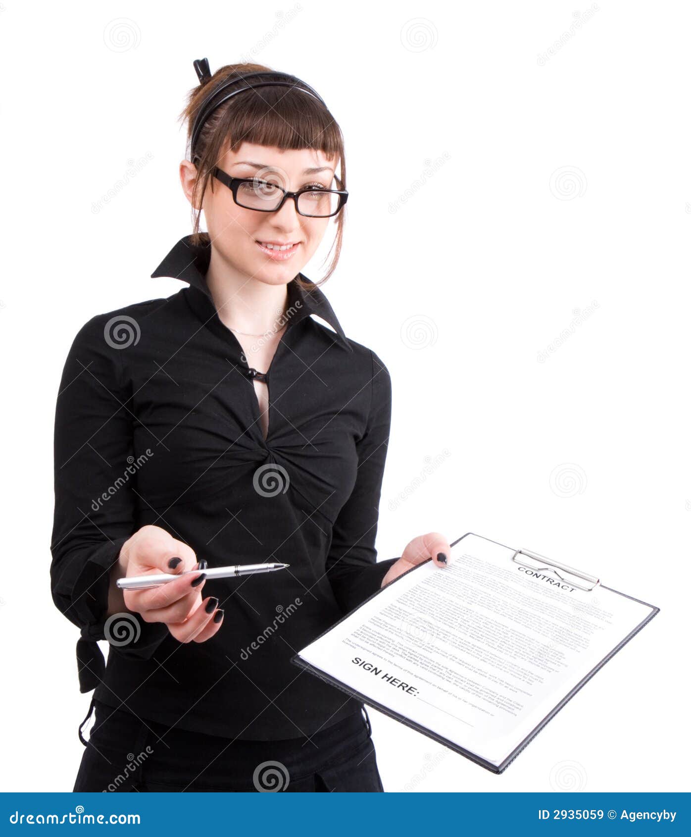 Businesswoman with files stock image. Image of face, clipboard - 2935059