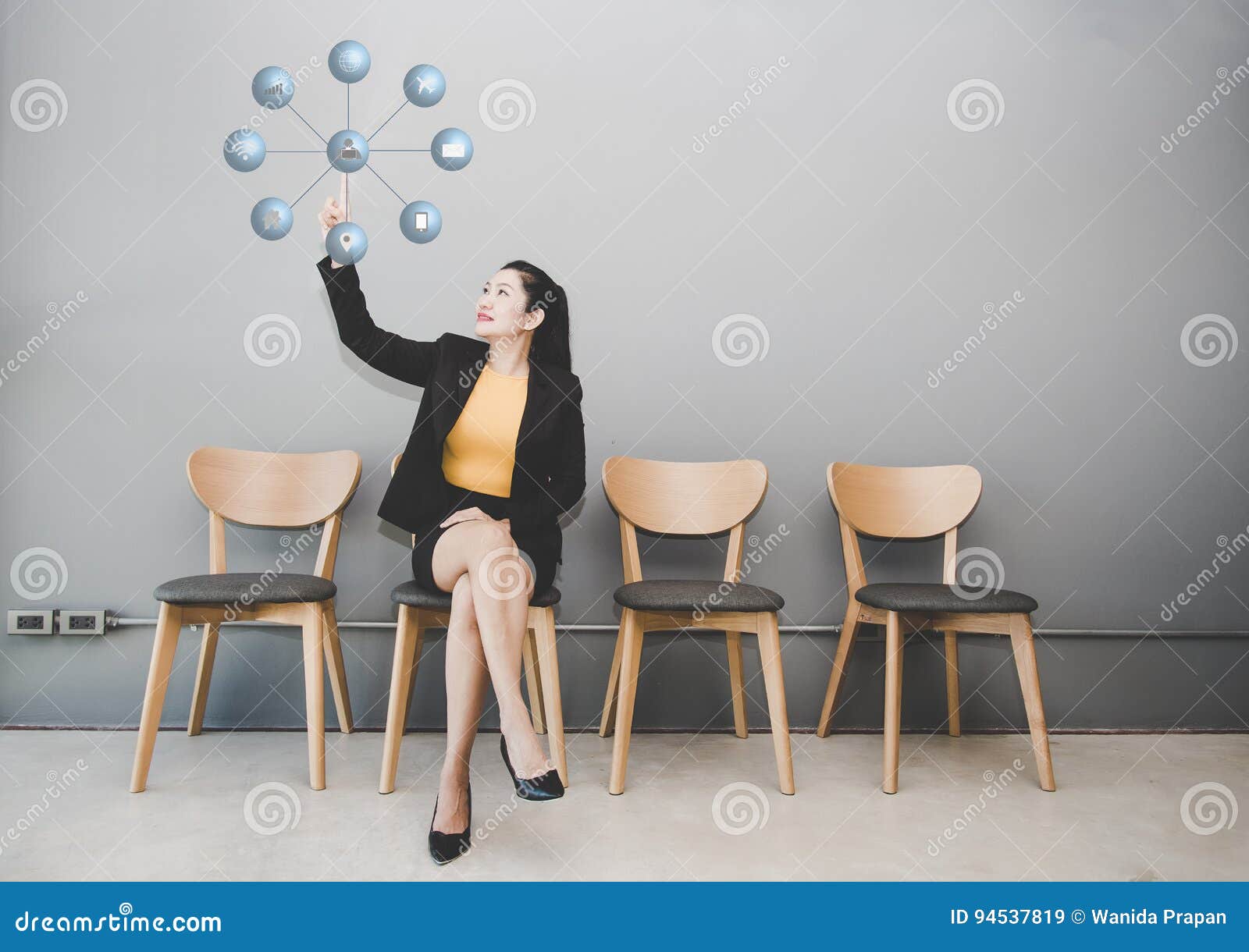 Businesswoman in Front of Visual Stock Image - Image of closeup ...