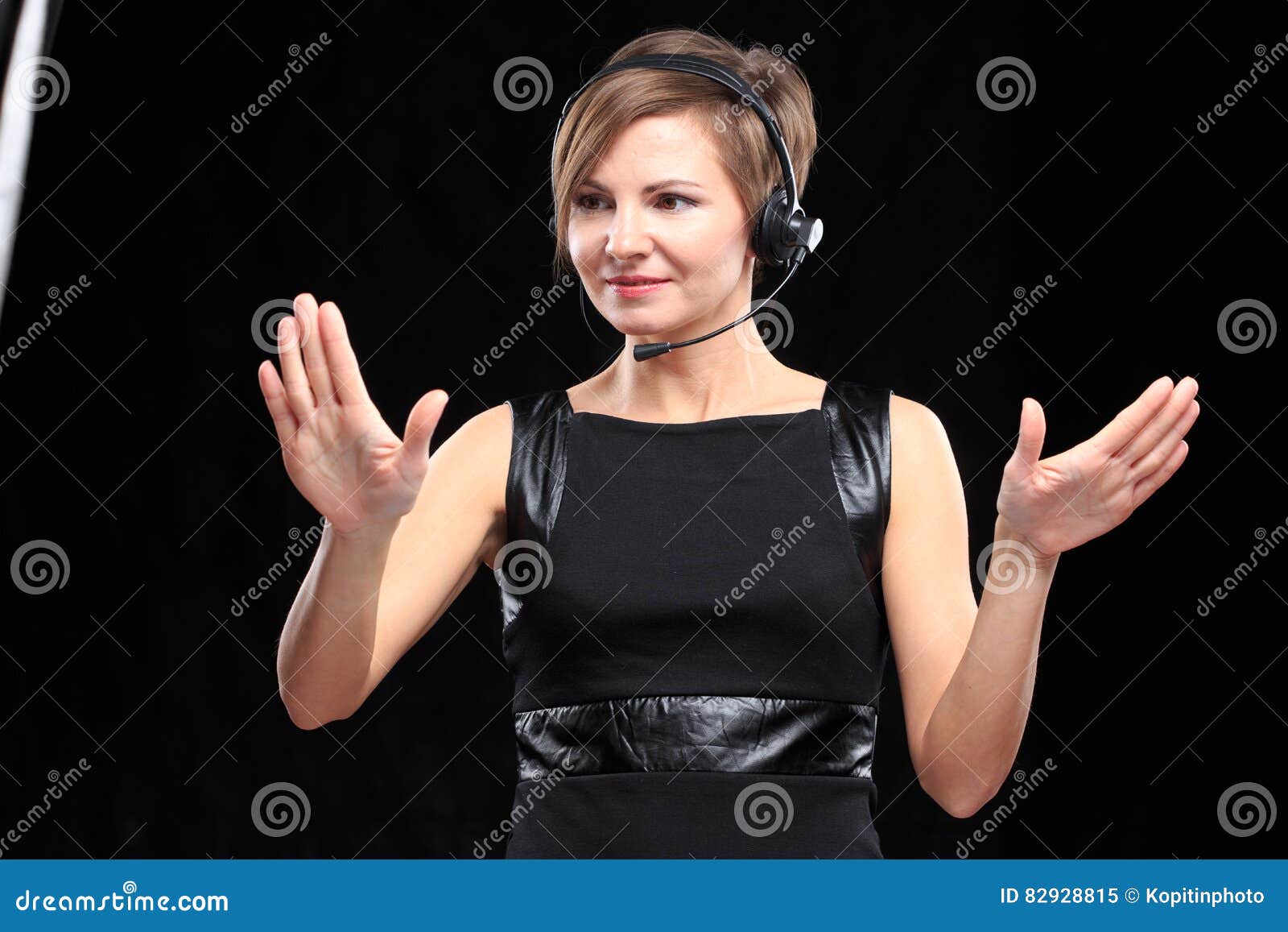 Businesswoman in Front of Visual Touch Screen. Stock Image - Image of ...