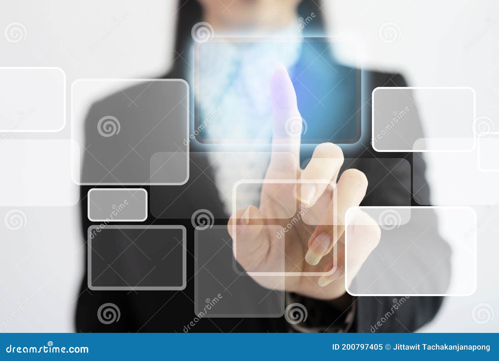 Businesswoman in Front of Visual Touch Screen Stock Image - Image of ...