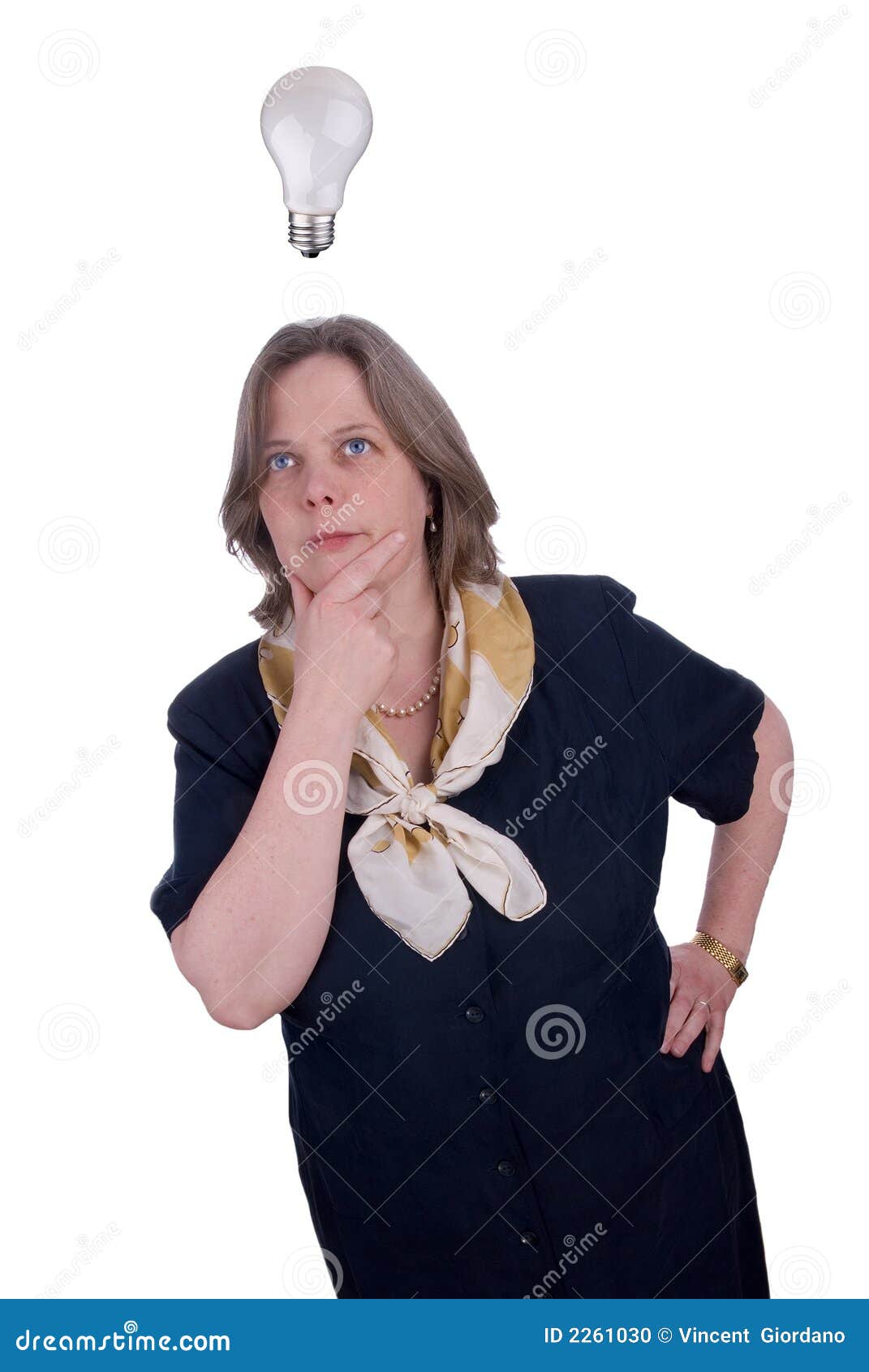 Businesswoman Getting an Idea Stock Photo - Image of conceptual, bulb ...