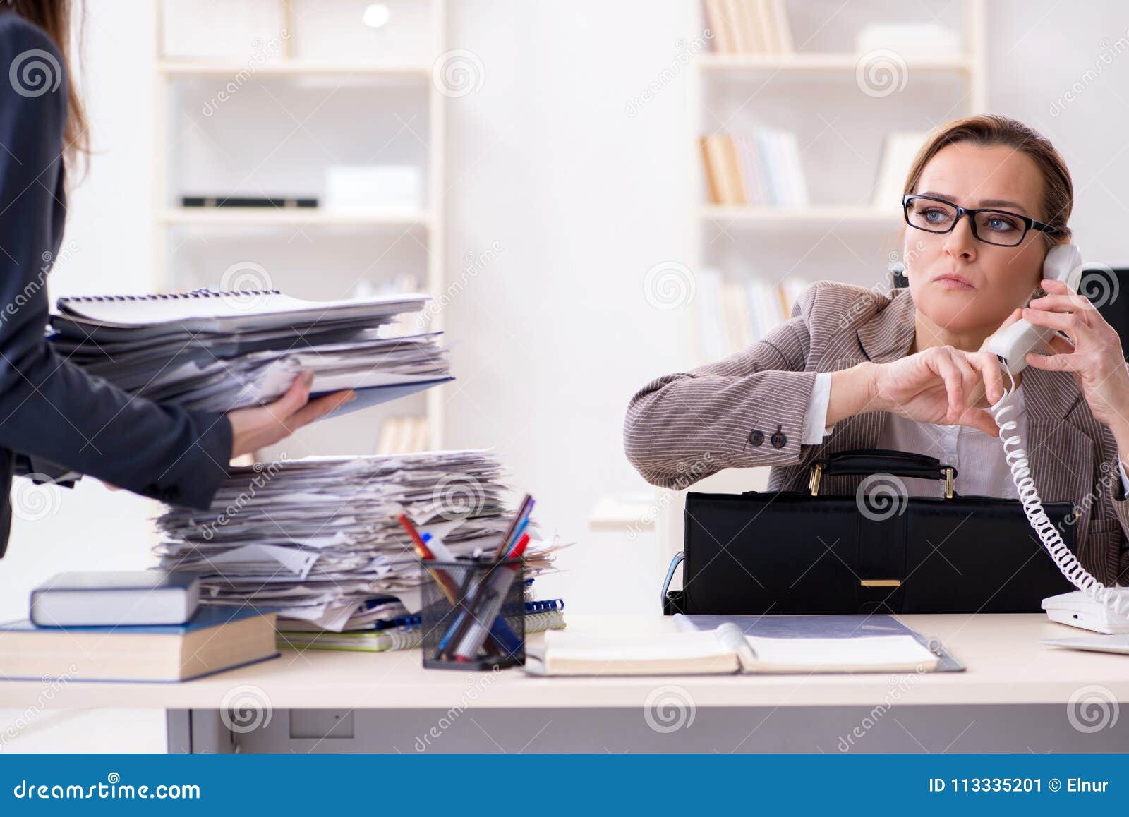 The Businesswoman Getting More Work during Busy Time Stock Image ...