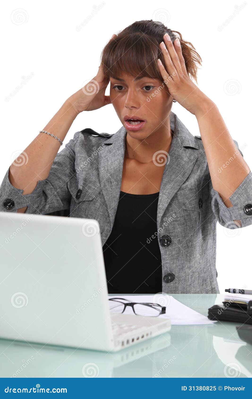 Businesswoman Getting Stressed-out Stock Image - Image of expressive ...