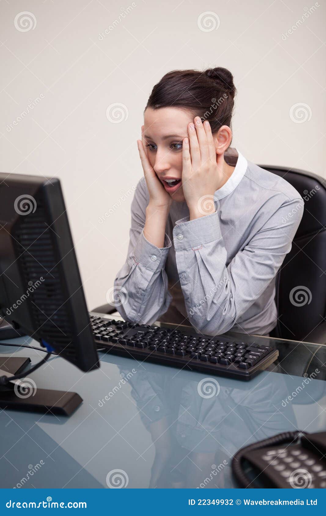 Businesswoman Getting Surprised by Computer Stock Photo - Image of ...