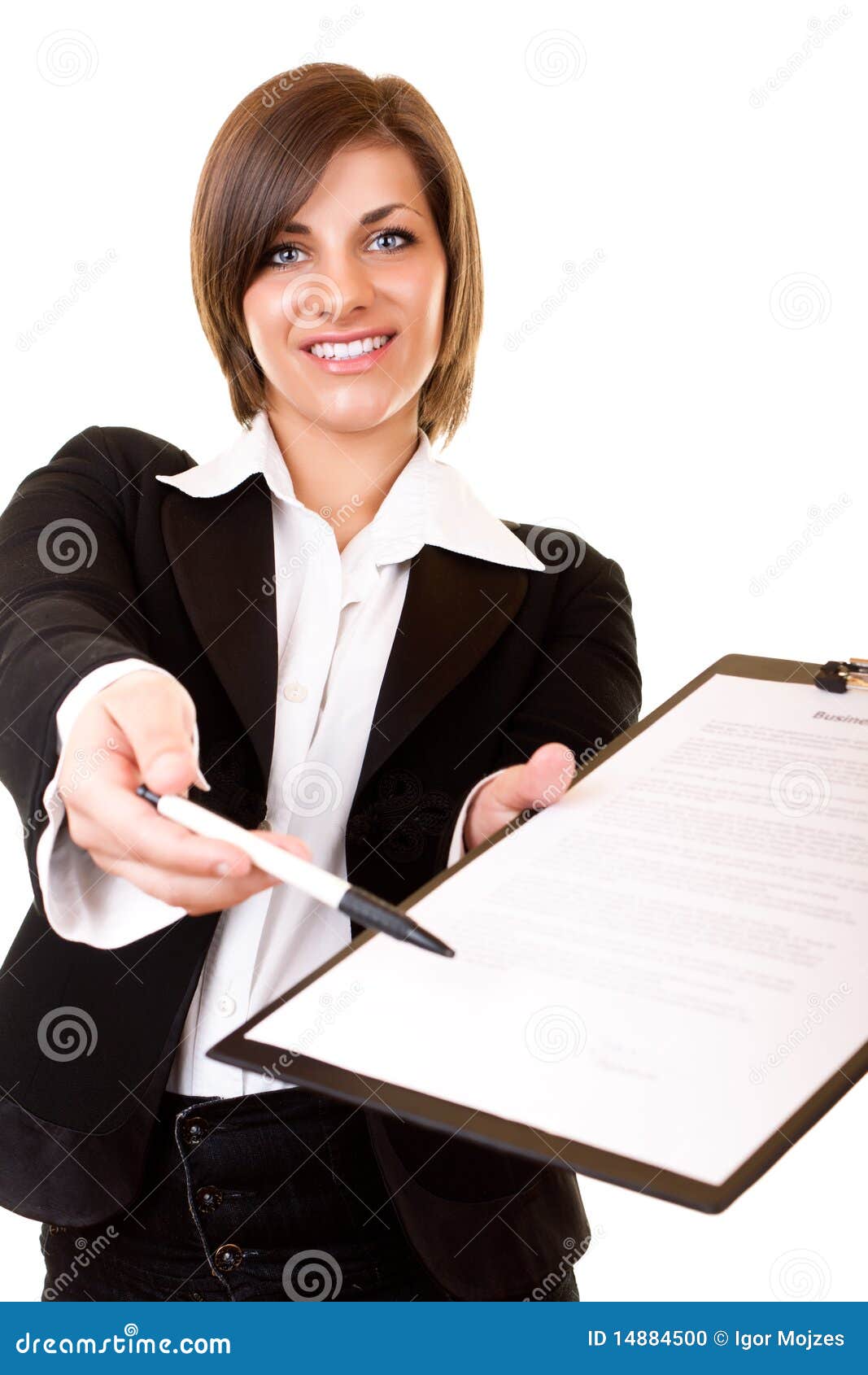 Businesswoman Giving Contract Stock Photo - Image of businesswoman ...